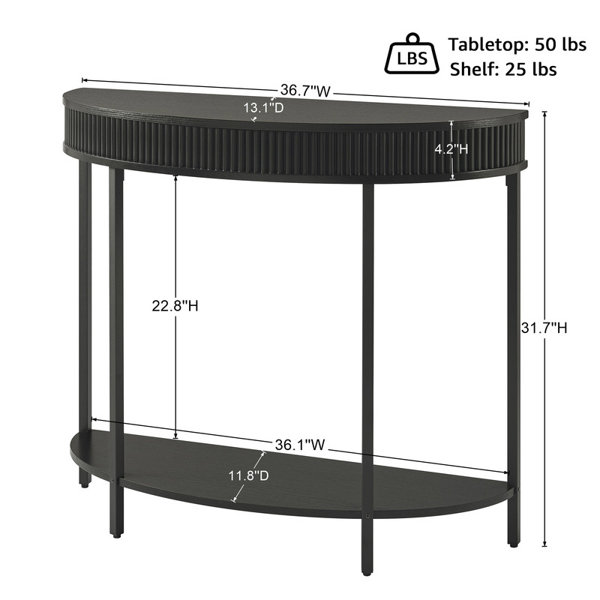 Ebern Designs Fluted Half Moon Console Table & Reviews | Wayfair